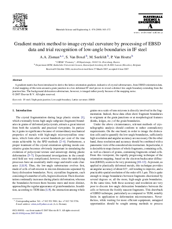 (PDF) Gradient matrix method to image crystal curvature by processing of EBSD data and trial ...