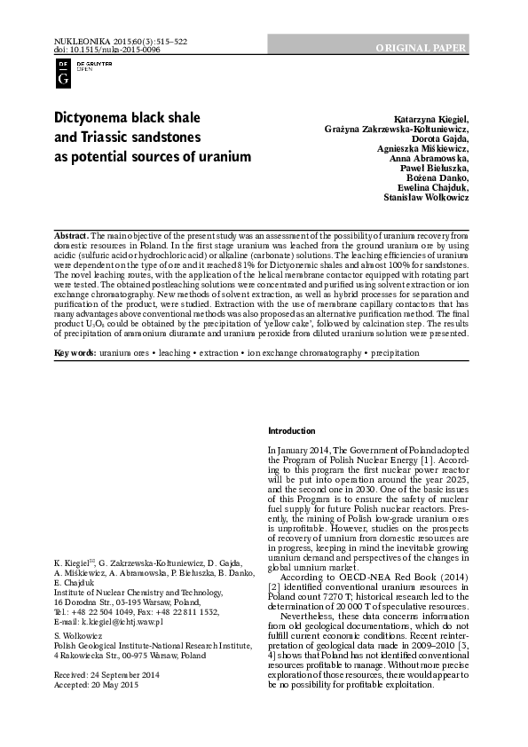 (PDF) Dictyonema black shale and Triassic sandstones as potential ...