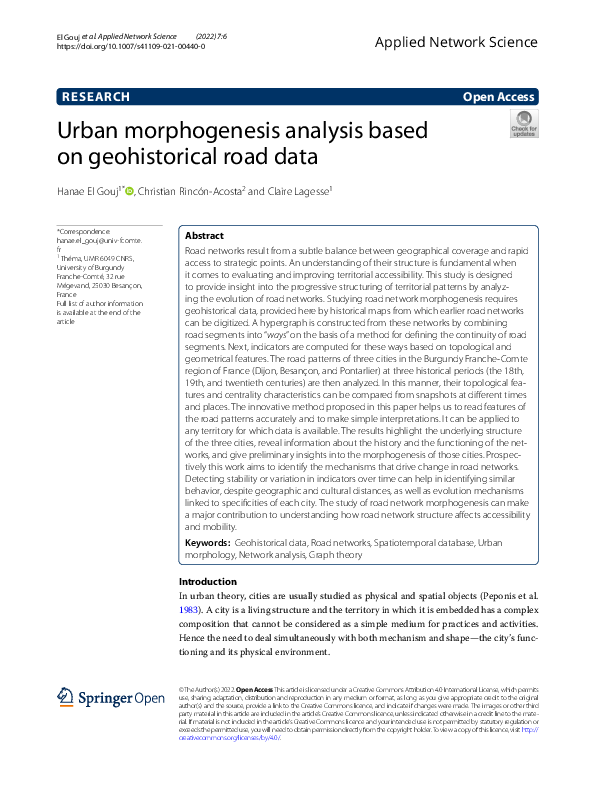 (PDF) Urban morphogenesis analysis based on geohistorical road data