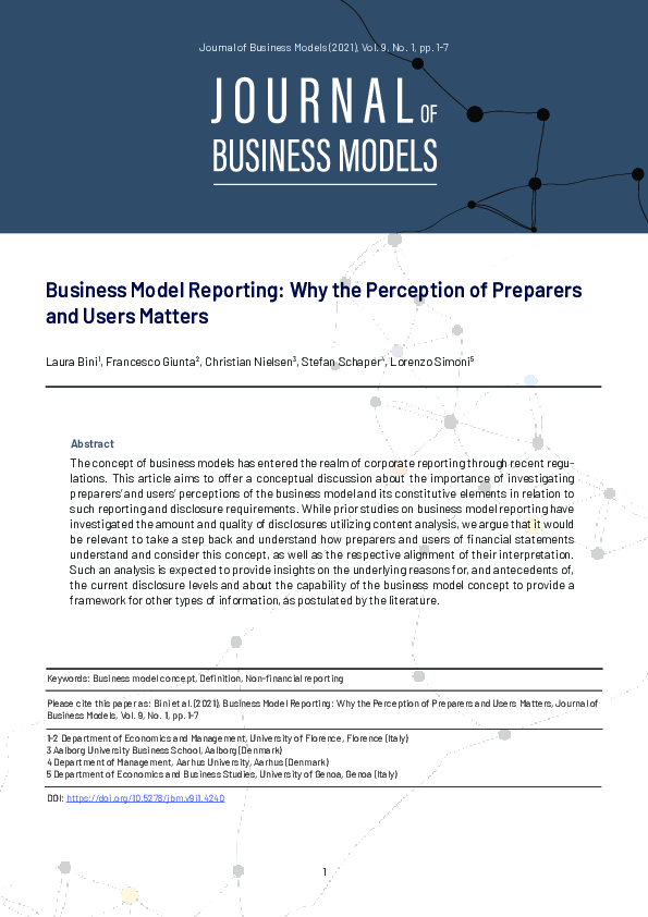 (PDF) Business Model Reporting: Why the Perception of Preparers and ...