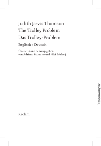 (PDF) Judith Jarvis Thomson: "The Trolley Problem" – Übersetzung ...