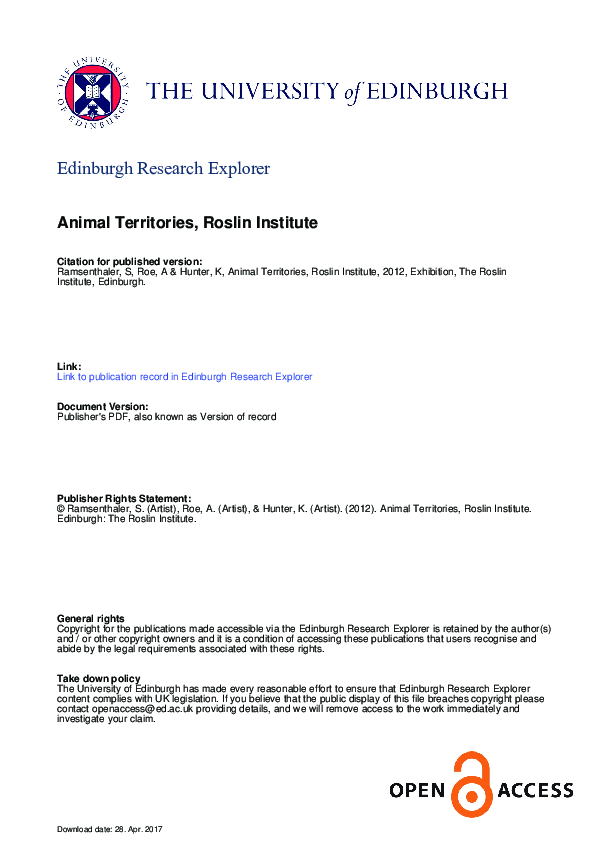 (PDF) Animal Territories, Roslin Institute
