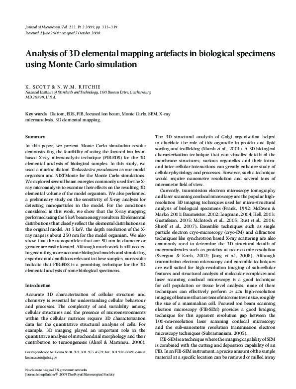 (PDF) Analysis of 3D elemental mapping artefacts in biological ...