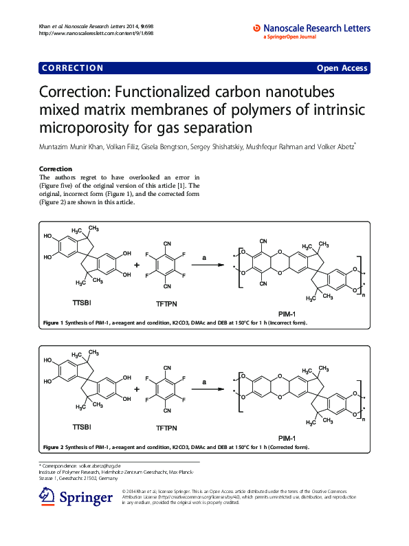 (PDF) Erratum to: Functionalized carbon nanotubes mixed matrix ...