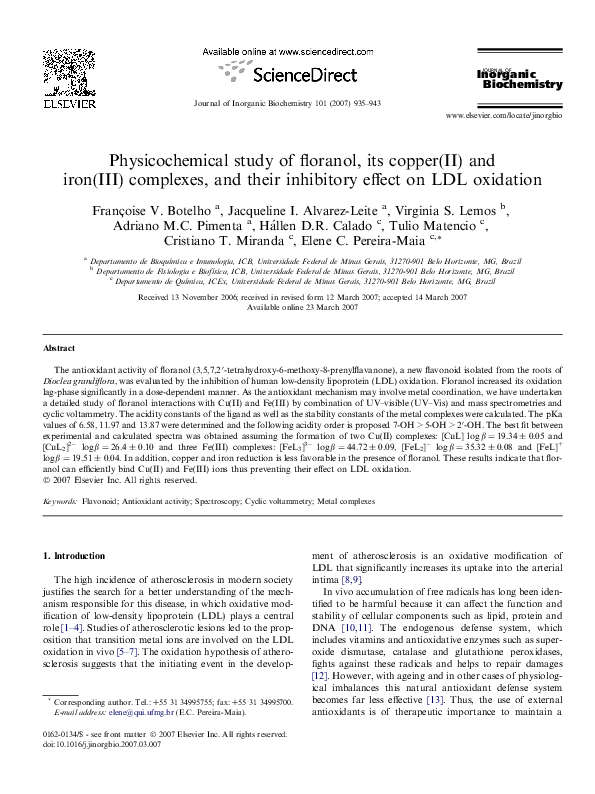 (PDF) Physicochemical study of floranol, its copper(II) and iron(III) complexes, and their ...
