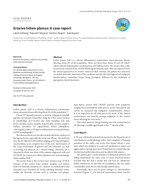 (PDF) Erosive lichen planus: A case report