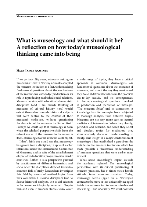 (PDF) What is museology and what should it be? A reflection on how ...