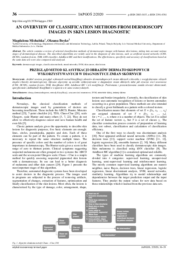 (PDF) An Overview of Classification Methods from Dermoscopy Images in ...