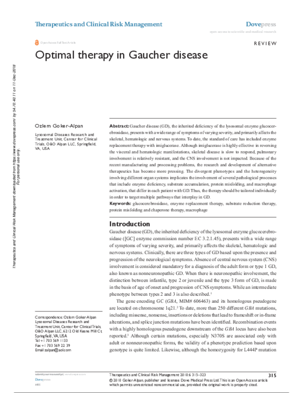 (PDF) Optimal therapy in Gaucher disease