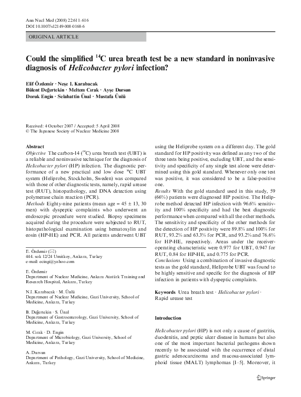 (PDF) Could the simplified 14C urea breath test be a new standard in ...