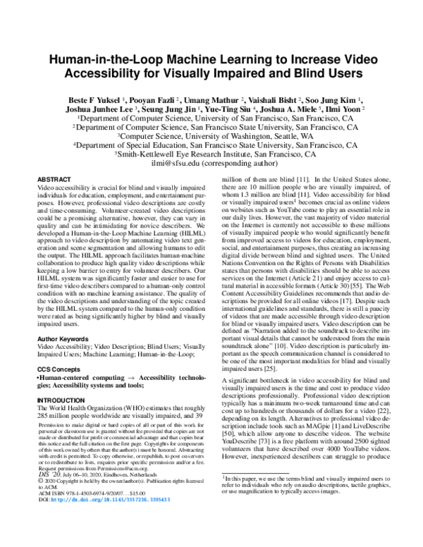 (PDF) Human-in-the-Loop Machine Learning to Increase Video Accessibility for Visually Impaired ...
