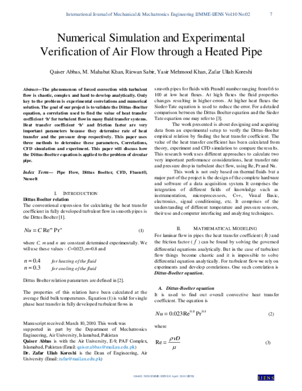 (PDF) Numerical Simulation and Experimental Verification of Air Flow ...