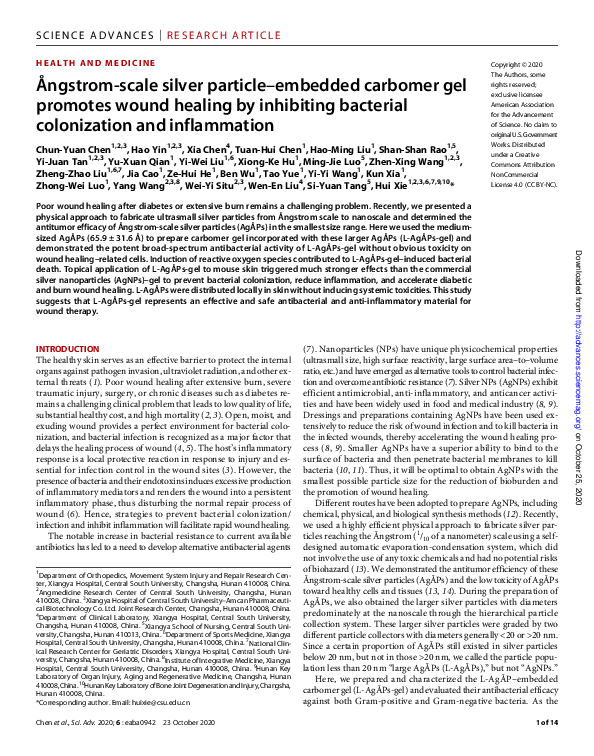 (PDF) Ångstrom-Scale Silver Particle–Embedded Carbomer Gel Promotes ...
