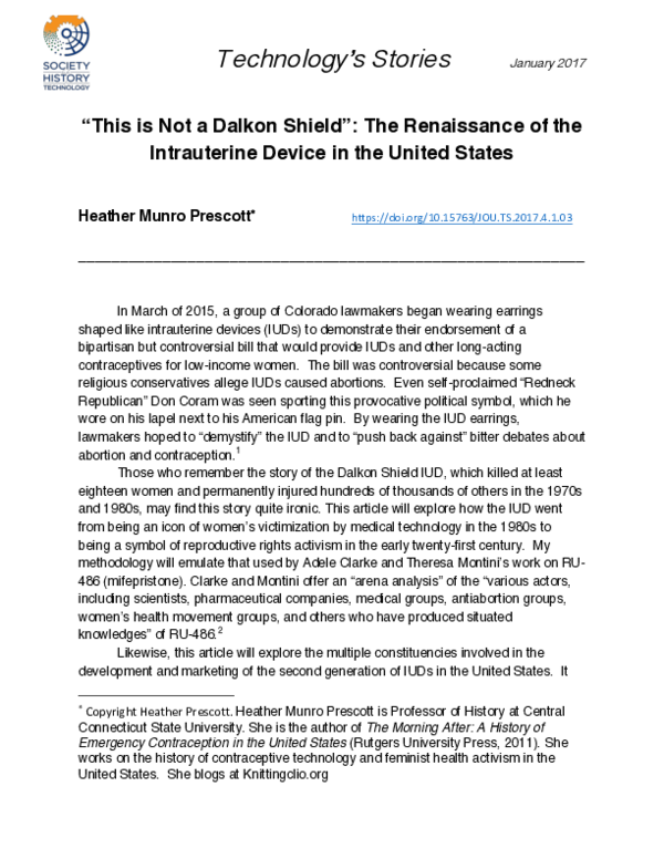 (PDF) This is not a Dalkon Shield": The Renaissance of the Intrauterine ...