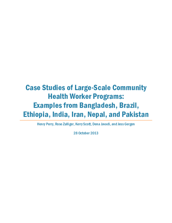 (PDF) Case Studies of Large-Scale Community Health Worker Programs ...