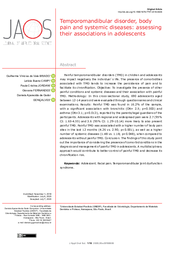 (PDF) Temporomandibular disorder, body pain and systemic diseases ...