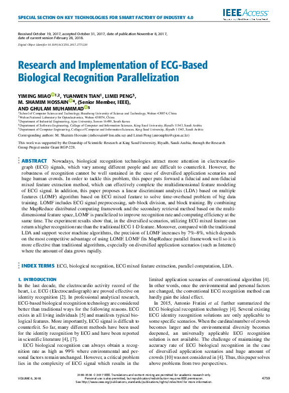 (PDF) Research and Implementation of ECG-Based Biological Recognition ...