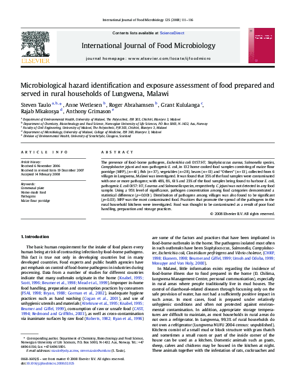 (PDF) Microbiological hazard identification and exposure assessment of ...