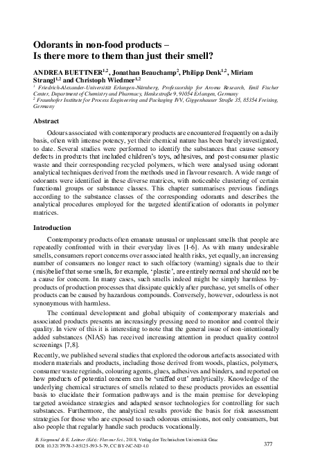 (PDF) Odorants in non-food products – is there more to them than just ...