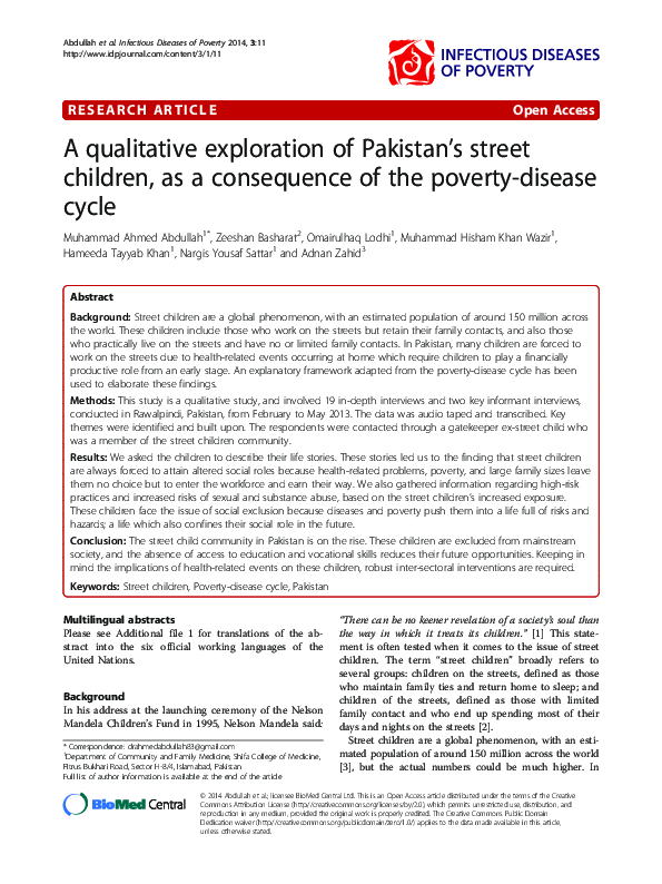 (PDF) A qualitative exploration of Pakistan’s street children, as a ...