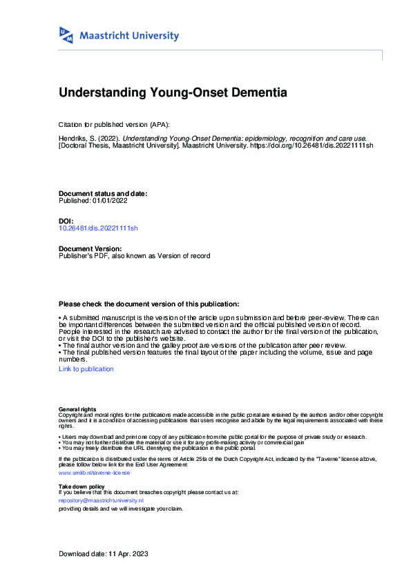 (PDF) Understanding Young-Onset Dementia