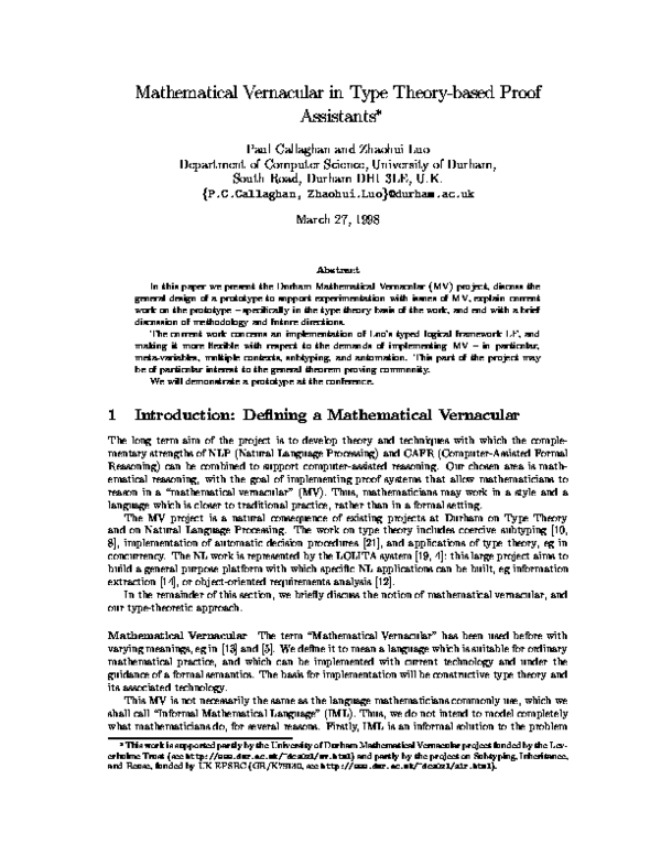 (PDF) Mathematical Vernacular in Type Theory-based Proof Assistants