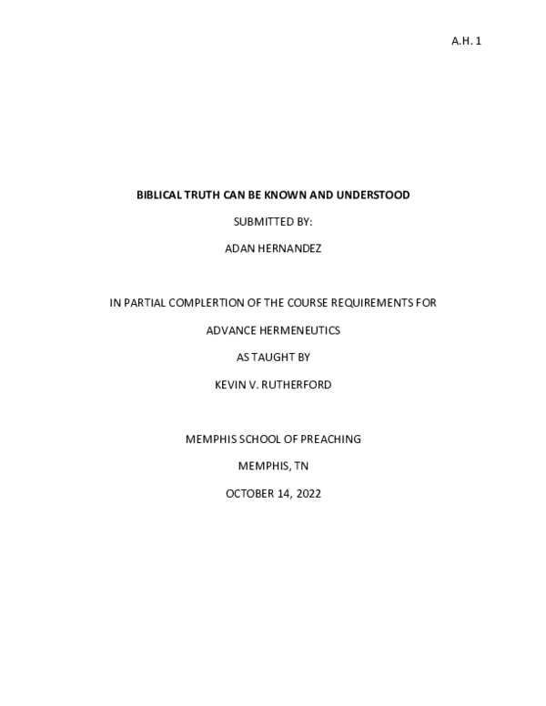 (PDF) Biblical truth can be known and understood