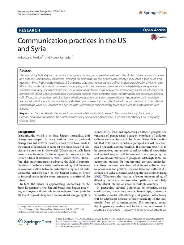 (PDF) Communication practices in the US and Syria | Rebecca Merkin ...
