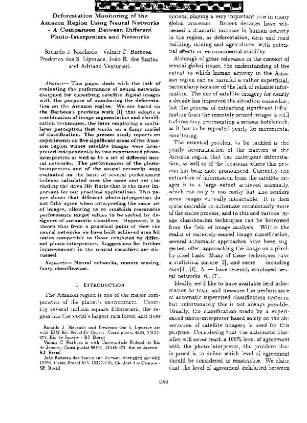 Pdf Deforestation Monitoring Of The Amazon Region Using Neural Network A Comparison Between