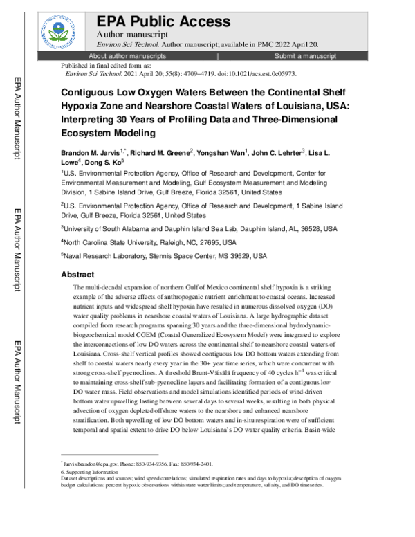 (PDF) Contiguous Low Oxygen Waters between the Continental Shelf ...