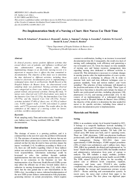 (PDF) Pre-Implementation Study of a Nursing e-Chart: How Nurses Use ...