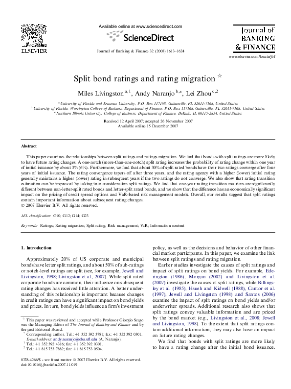 (PDF) Split bond ratings and rating migration