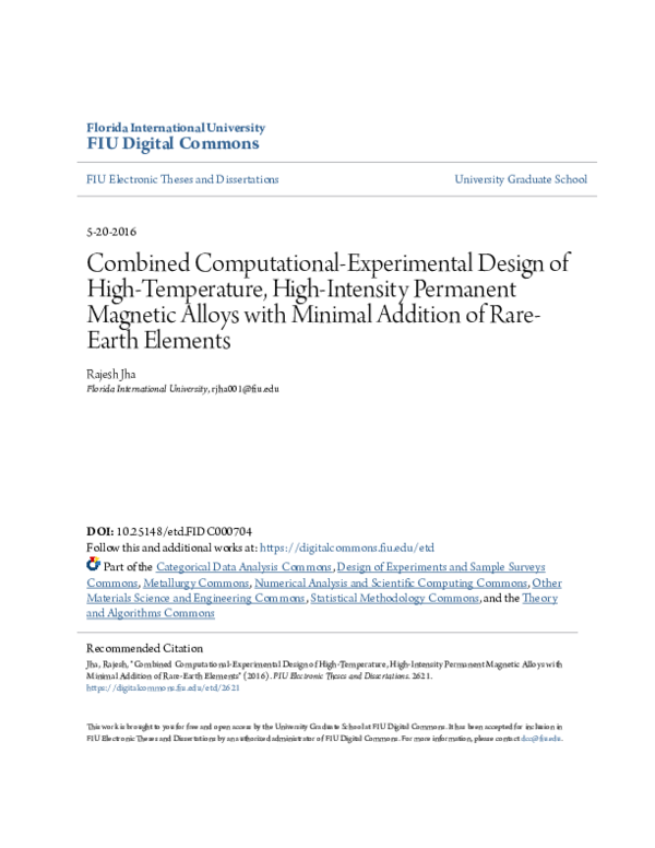 (PDF) Combined Computational-Experimental Design of High-Temperature, High-Intensity Permanent ...