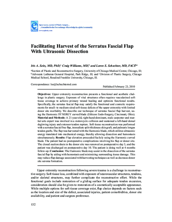 (PDF) Facilitating harvest of the serratus fascial flap with ultrasonic ...