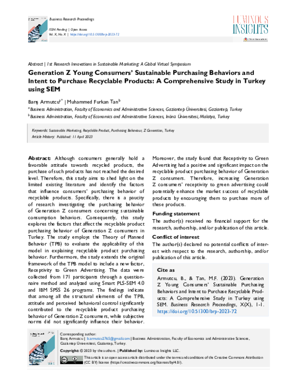 (PDF) Generation Z Young Consumers' Sustainable Purchasing Behaviors ...