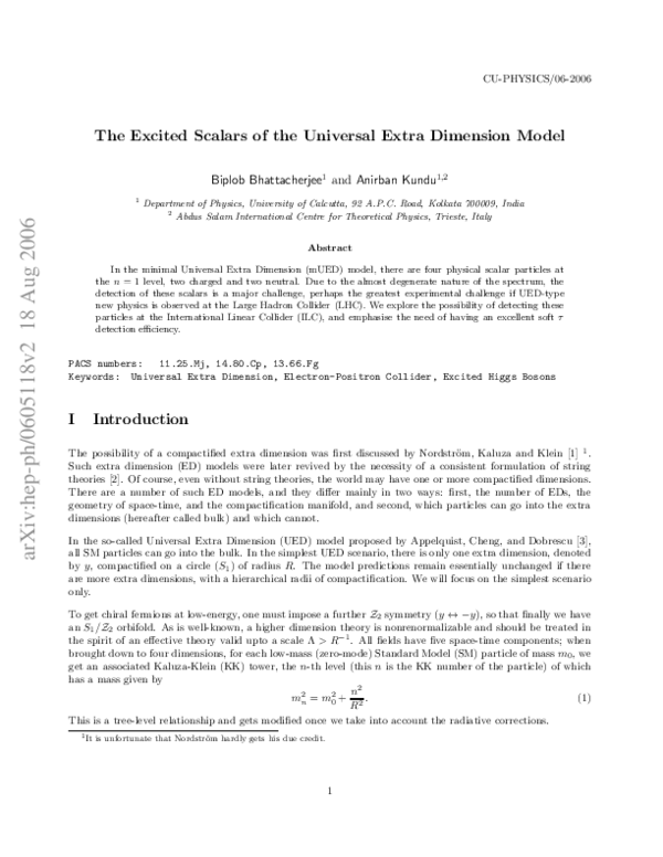 (PDF) The excited scalars of the universal extra dimension model
