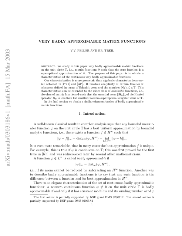 (PDF) Very badly approximable matrix functions