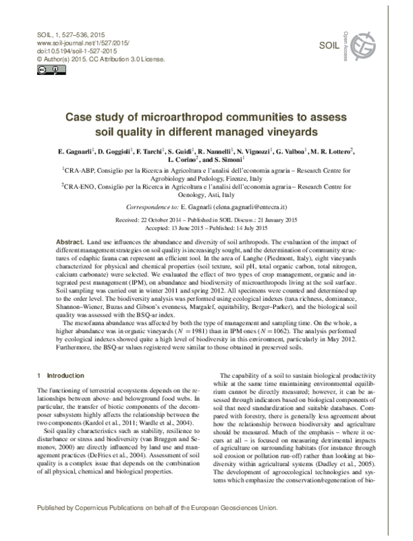 (PDF) Case study of microarthropod communities to assess soil quality ...