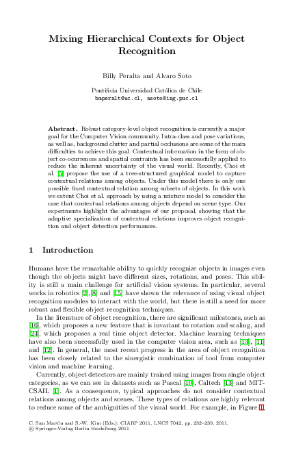 Pdf Mixing Hierarchical Contexts For Object Recognition