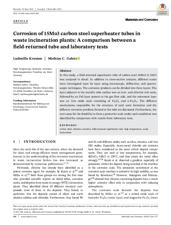 (PDF) Corrosion of 15Mo3 carbon steel superheater tubes in waste ...