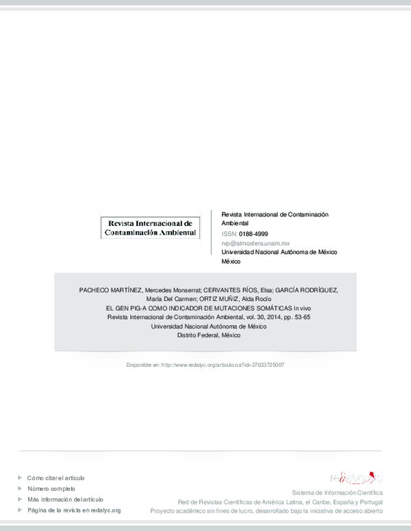 (PDF) EL GEN PIG-A COMO INDICADOR DE MUTACIONES SOMÁTICAS In vivo