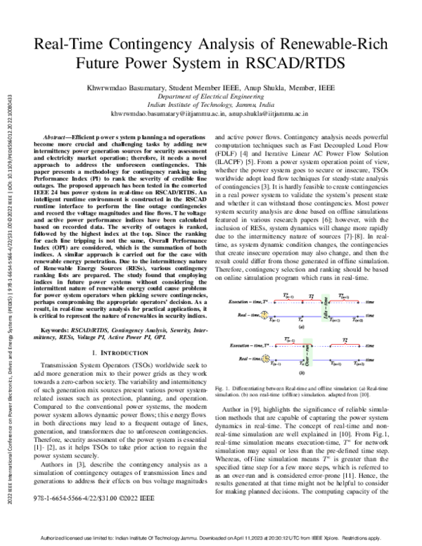 (PDF) Real-Time Contingency Analysis of Renewable-Rich Future Power ...