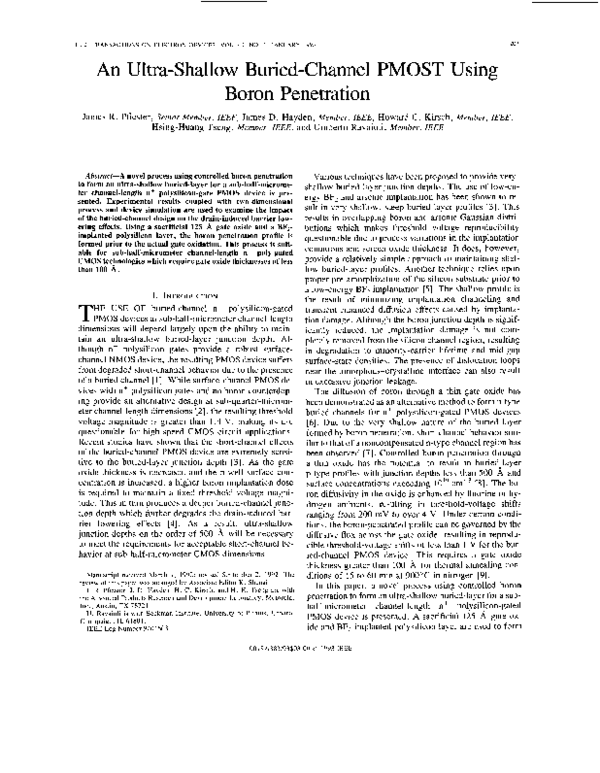 (PDF) An ultra-shallow buried-channel PMOST using boron penetration