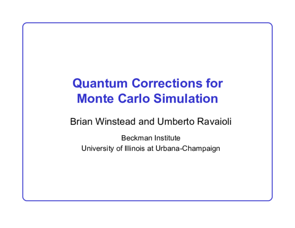(PDF) Quantum Corrections for Monte Carlo Simulation