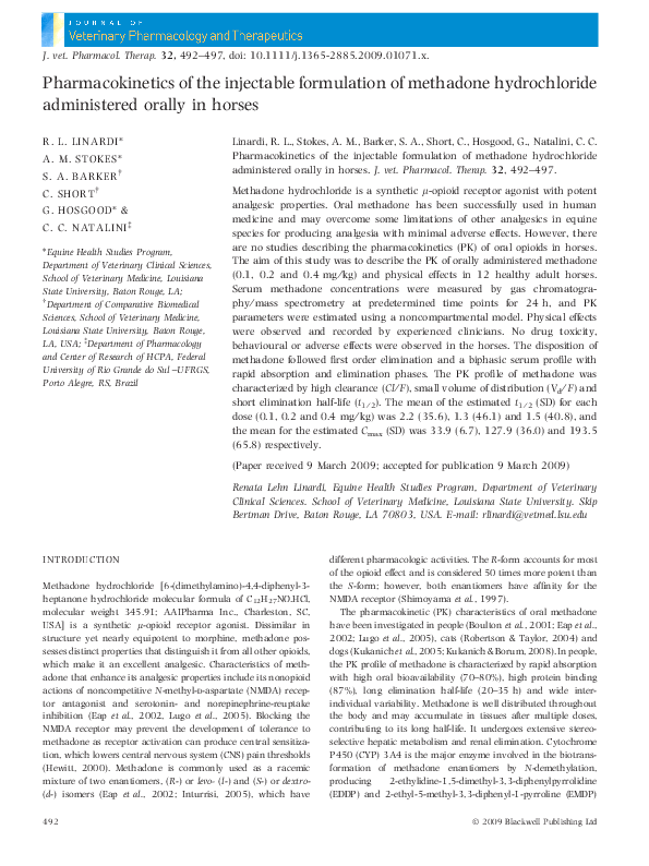 (PDF) Pharmacokinetics of the injectable formulation of methadone ...