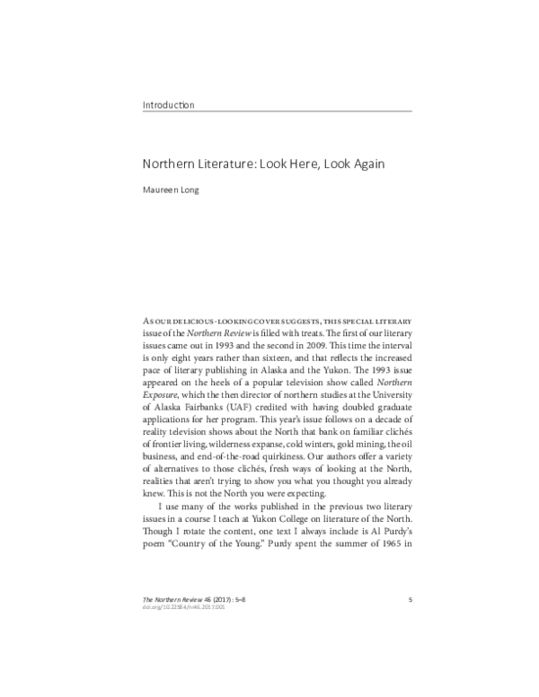 (PDF) Northern Literature: Look Here Look Again