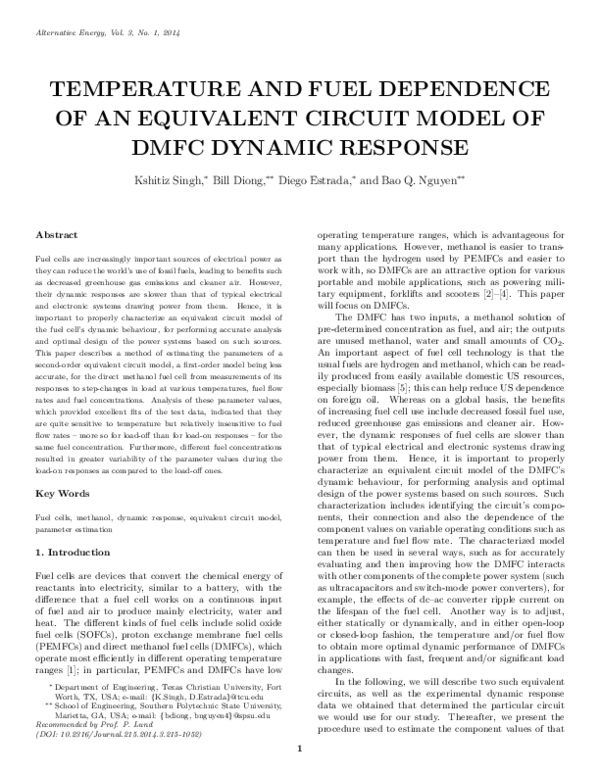 Temperature and Fuel Dependence of an Equivalent Circuit Model of DMFC Dynamic Response