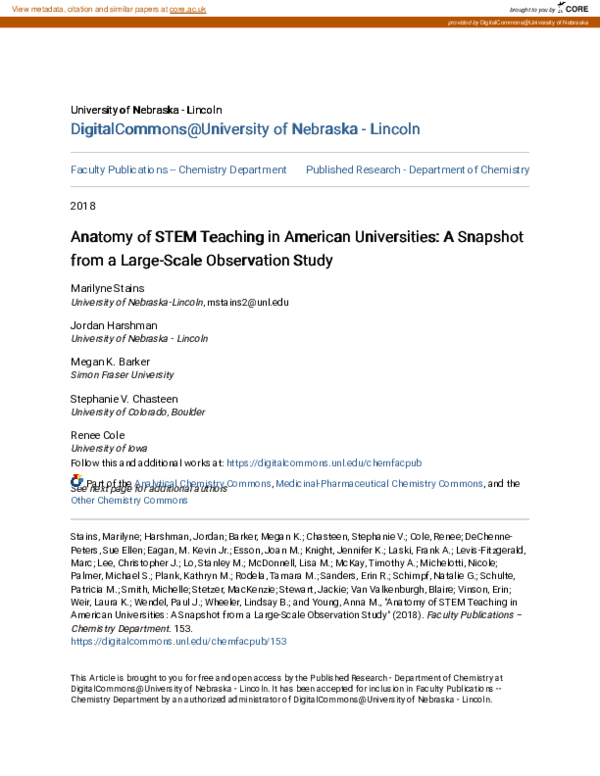 (PDF) Anatomy of STEM Teaching in American Universities: A Snapshot ...