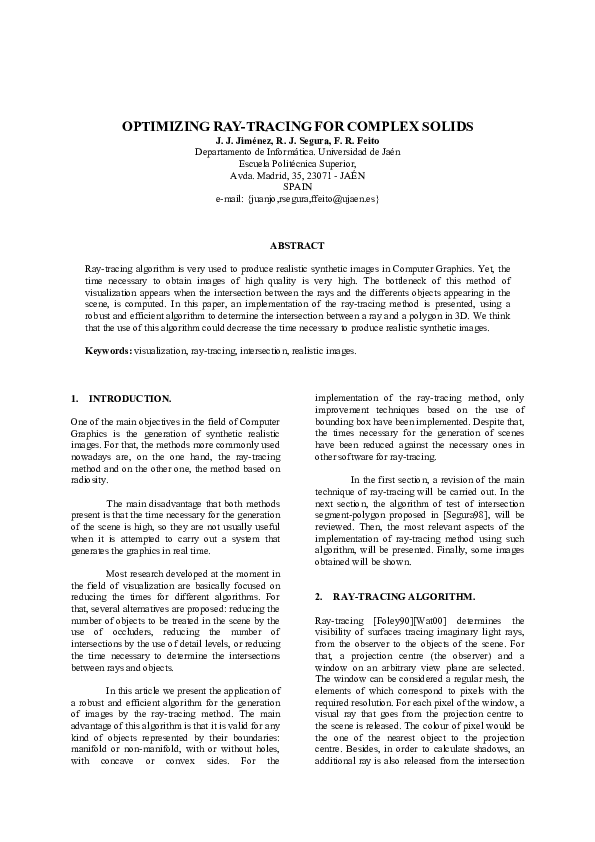 (PDF) Optimizing Ray-Tracing for Complex Solids