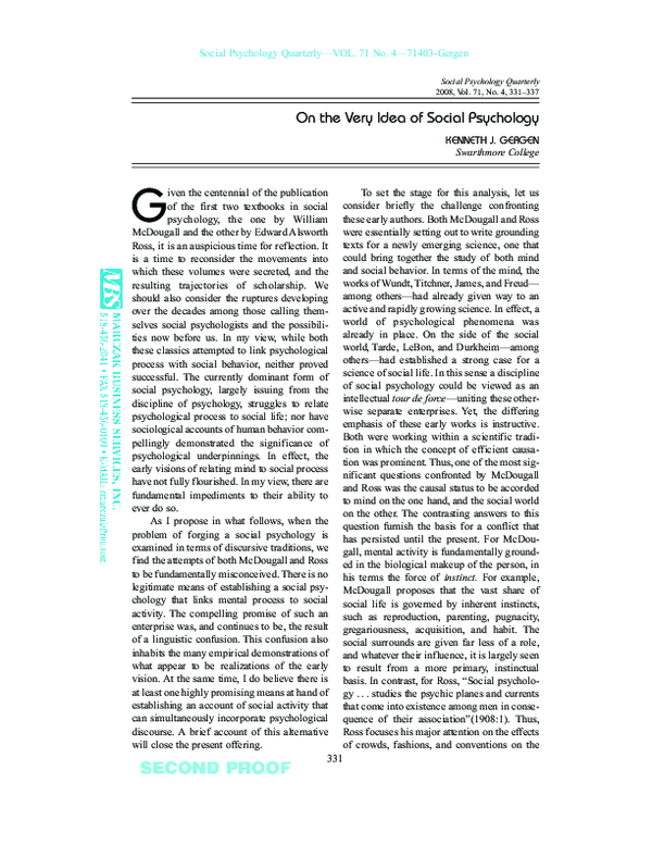 (PDF) On the Very Idea of Social Psychology